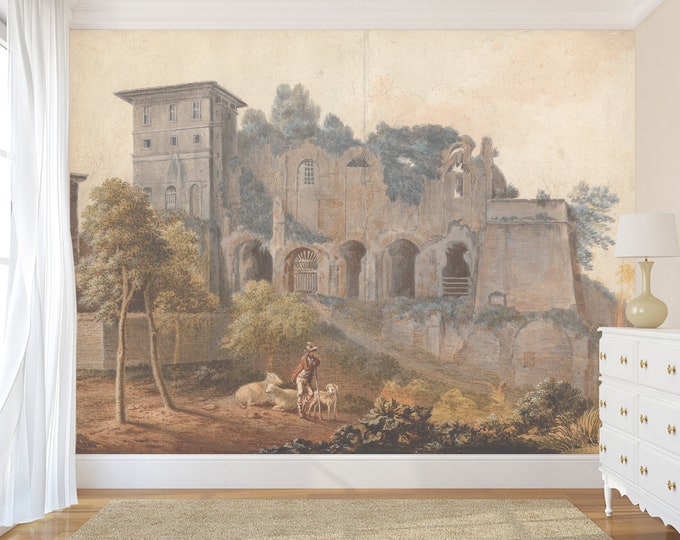 Rustic Pastoral Wallpaper, Peel and Stick Wallpaper, Majestic Castle ...