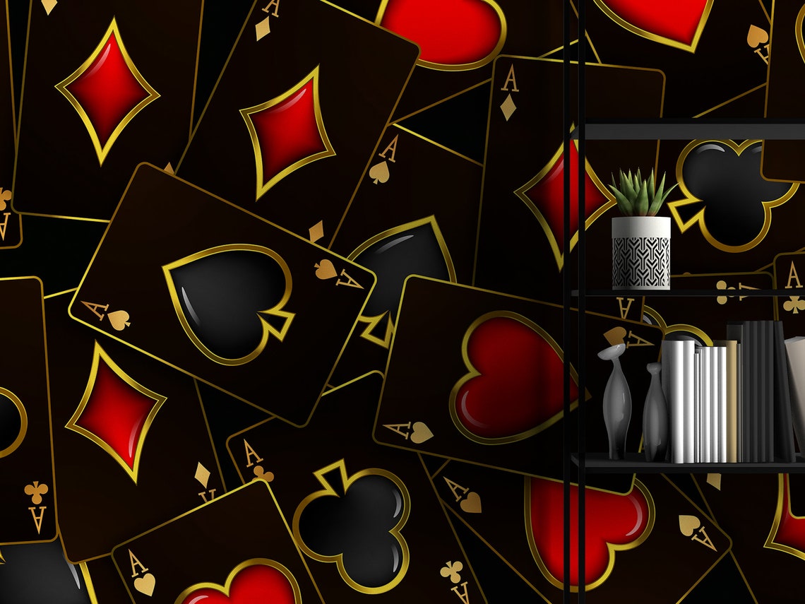 Playing Cards Wallpaper Poker Casino & Card Suits Self Adhesive Poker ...