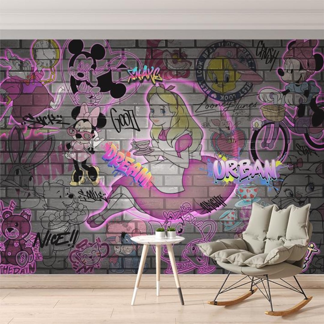 Princess Graffiti Cartoon Kids Wallpaper Wall Mural & Urban Street Art ...