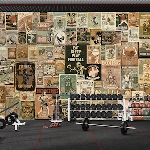 Sport Motivation Poster Gym Wallpaper Vintage Wall Mural And Retro