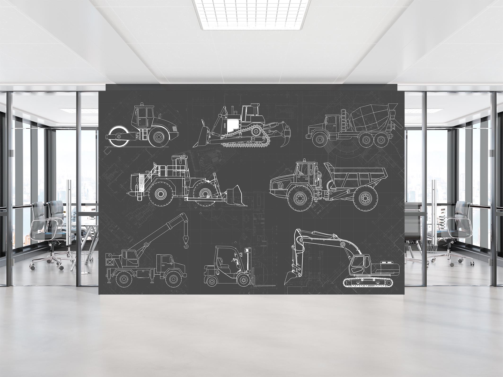 Engineering Vehicles Blueprint Wallpaper Gray Construction Heavy ...