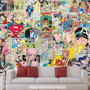 Pop Art Retro Mural Peel and Stick Wallpaper Pop Style Vintage - Etsy