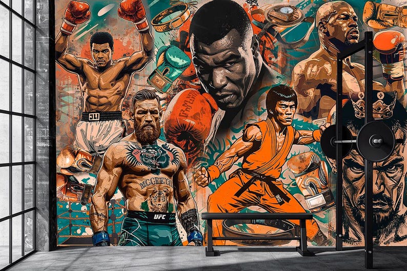 Boxing Legends Wallpaper Mural: Sports Gym Wall Print Decor - Etsy Israel