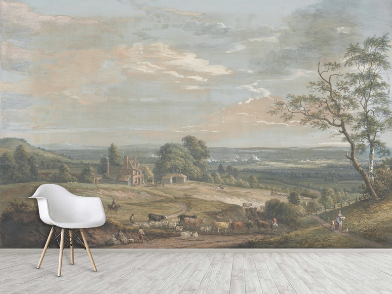 Rural Wallpaper Wall Art Mural Peel and Stick Landscape & - Etsy