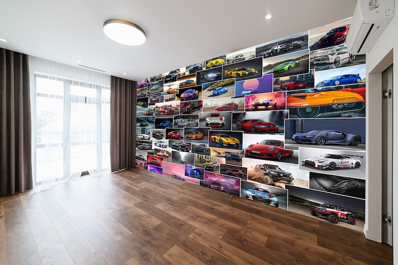 Cars Collage Wallpaper Kids Room Decor Sports Car & Wall Mural - Etsy