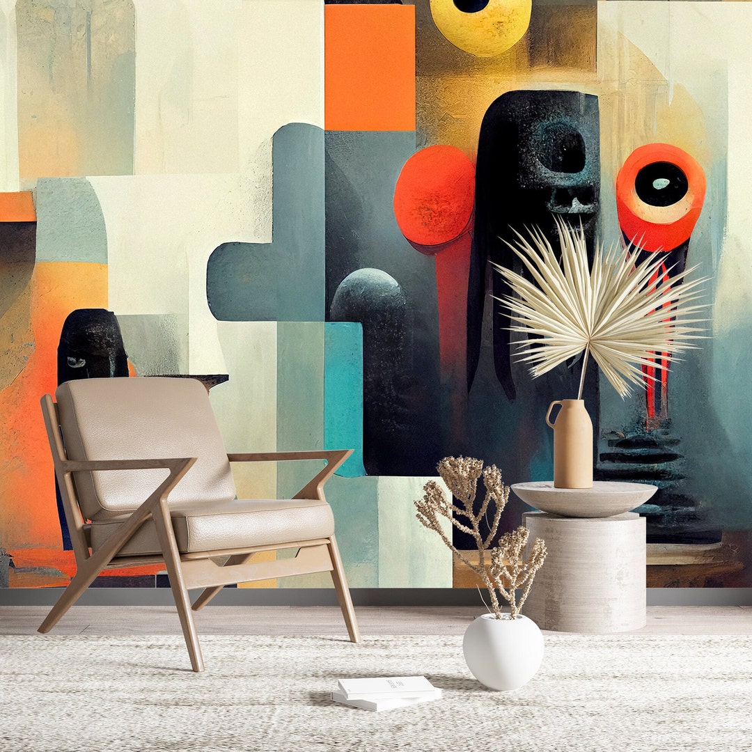 Abstract African Tribes Watercolor Mural Surreal Primitive Abstraction ...