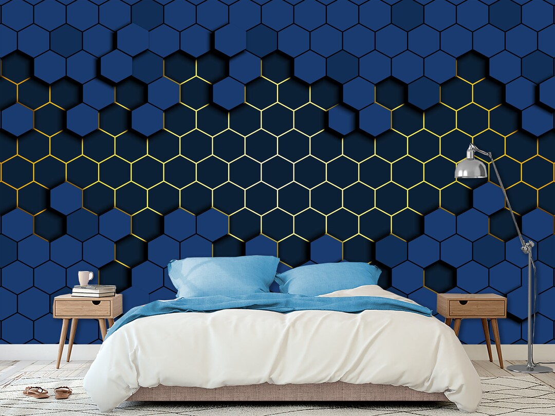 Geometric Hexagons Wallpaper Abstract & Hi-tech Wall Mural - Etsy