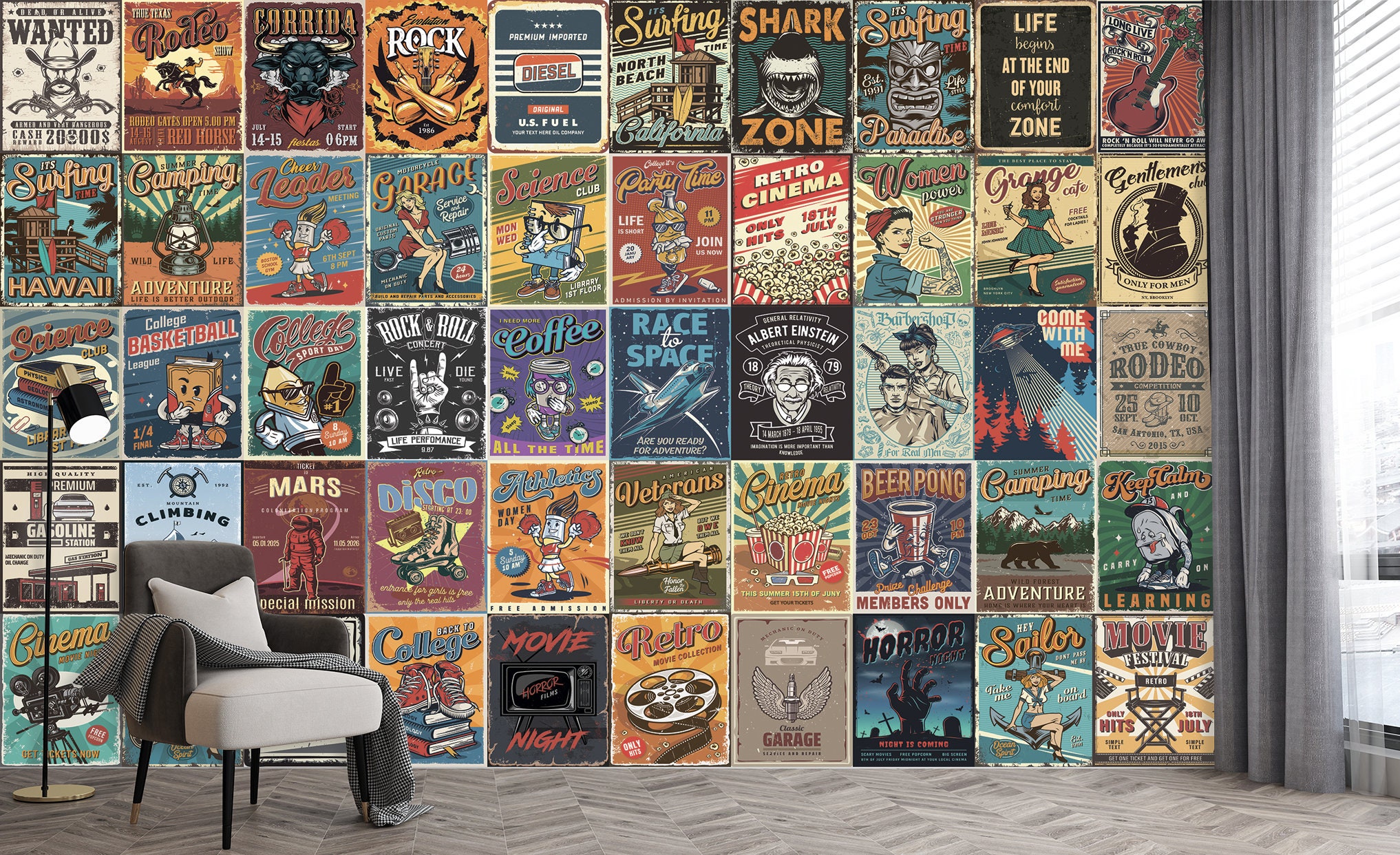 Vintage Mural Posters Wallpaper-aesthetic Vintage Collage Wall - Etsy ...