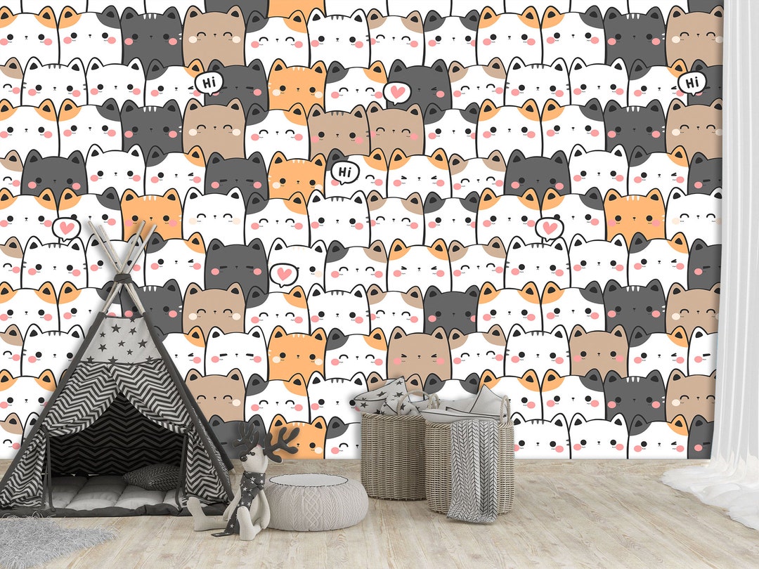 Cats Kids Wallpaper & Cute Wall Mural Animal Kids Decor Home Cute ...