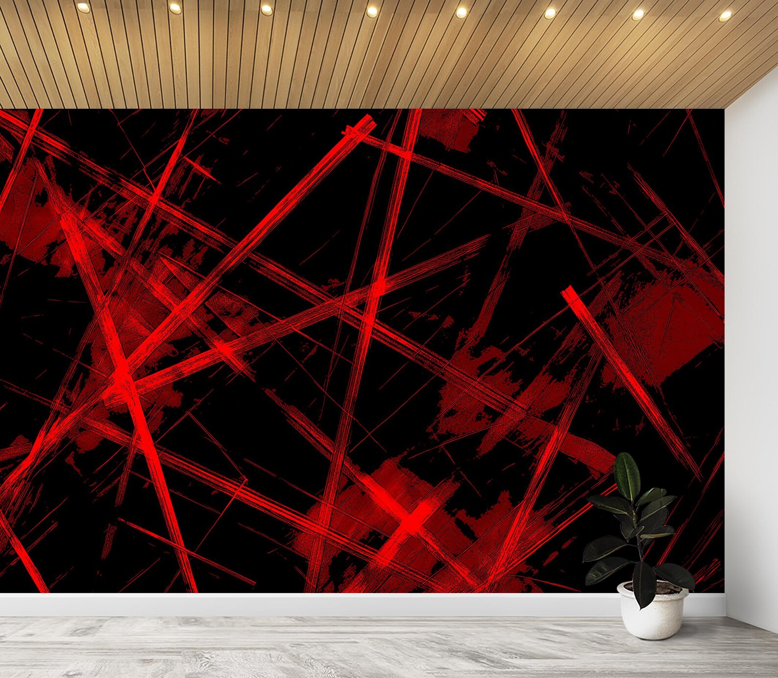 Red Geometric Wallpaper Abstract Dark Wallpaper Black & Red Color Wall ...