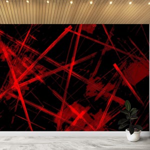 Red Geometric Wallpaper Abstract Dark Wallpaper Black & Red Color Wall ...