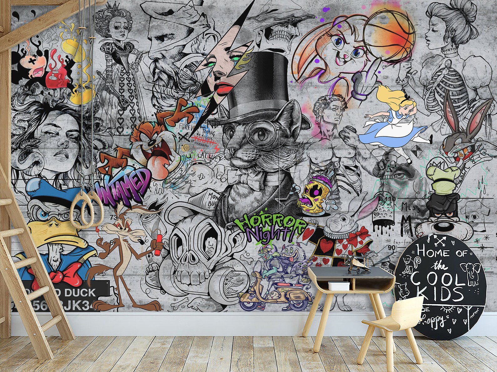 Urban Street Art Wallpaper Cartoon Graffiti Street Art Modern & Collag ...