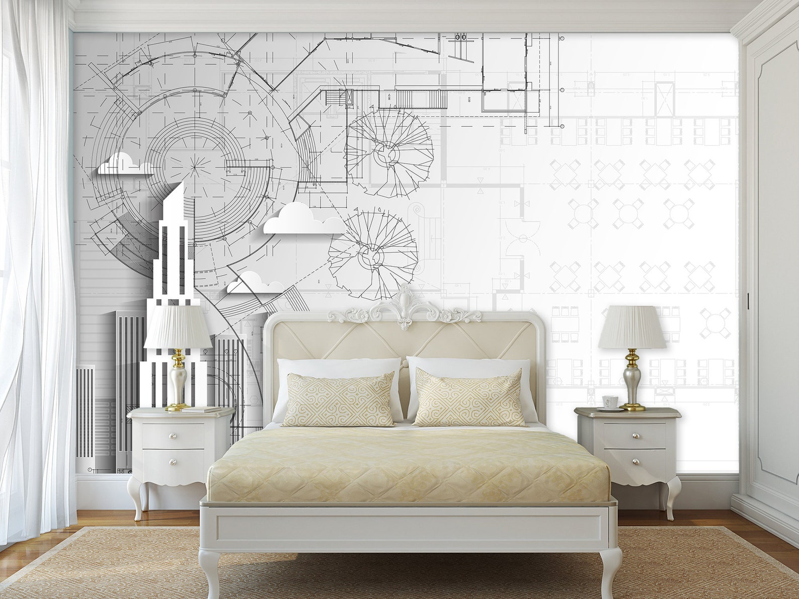 Architecture Wallpaper Patent Peel and Stick Art Wall Mural - Etsy