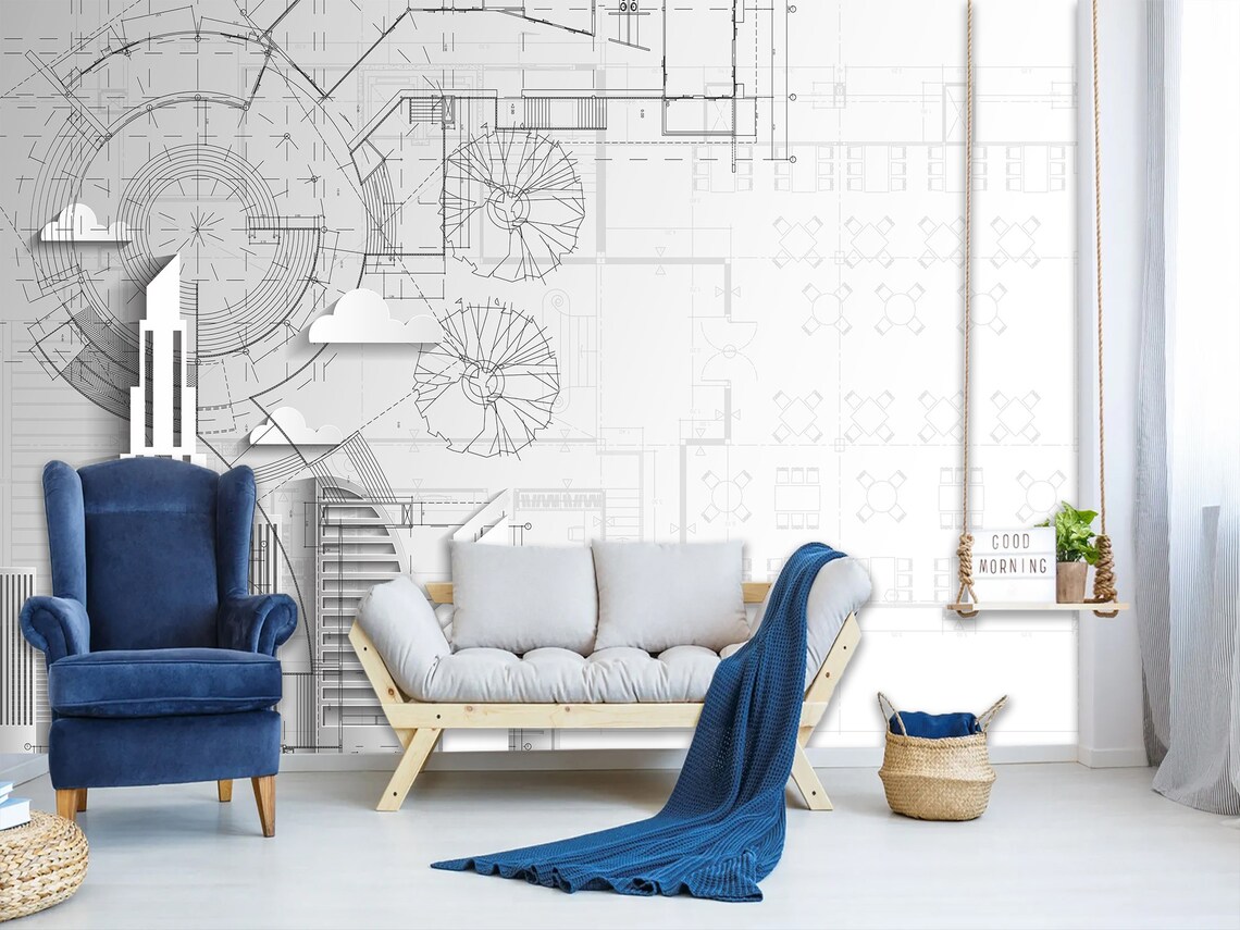 Architecture Wallpaper Patent Peel and Stick Art Wall Mural - Etsy