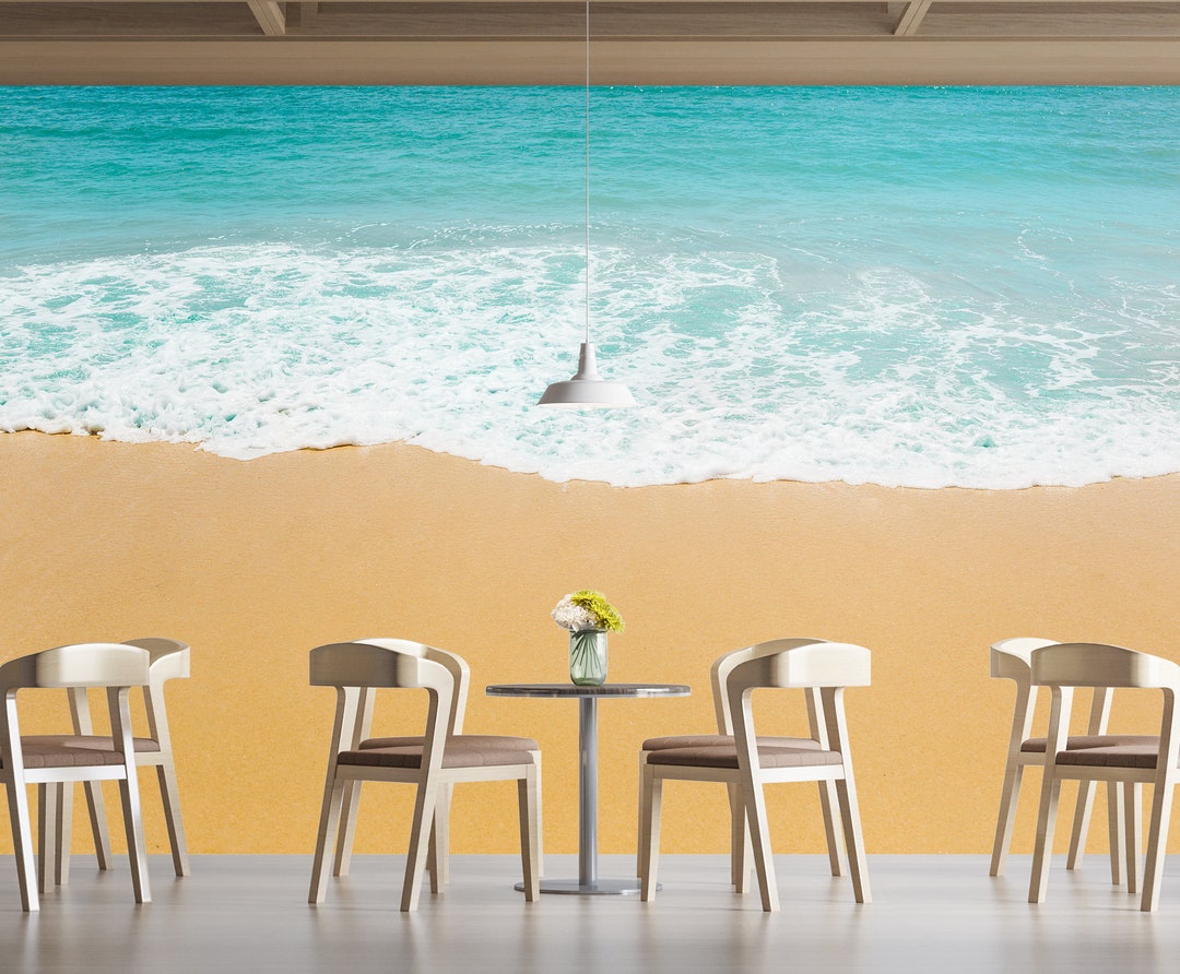 Beach Wave Wallpaper & Ocean Blue Wave Wall Mural Seascape Waves Water ...
