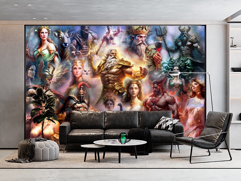 Greek Gods Wallpaper Wall Mural Zeus & Poseidon Ancient Greek Mythology ...