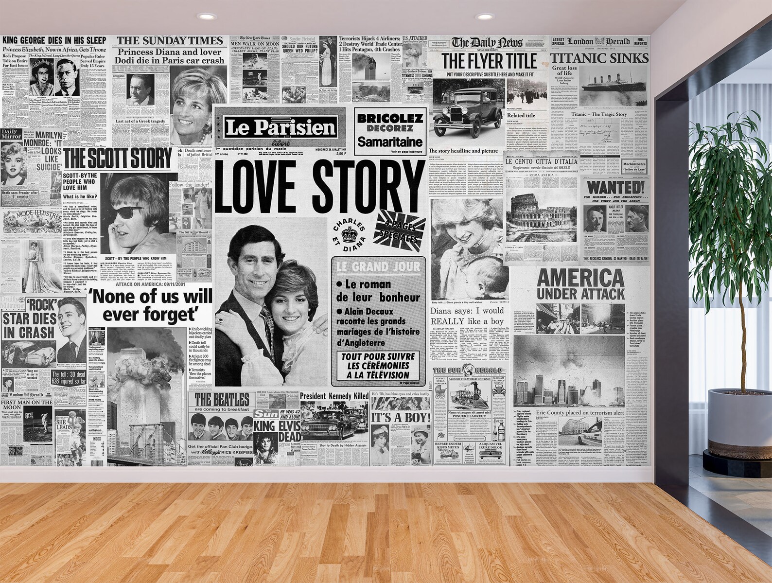Newspaper Collage Wallpaper & Creative Vintage Journal News - Etsy