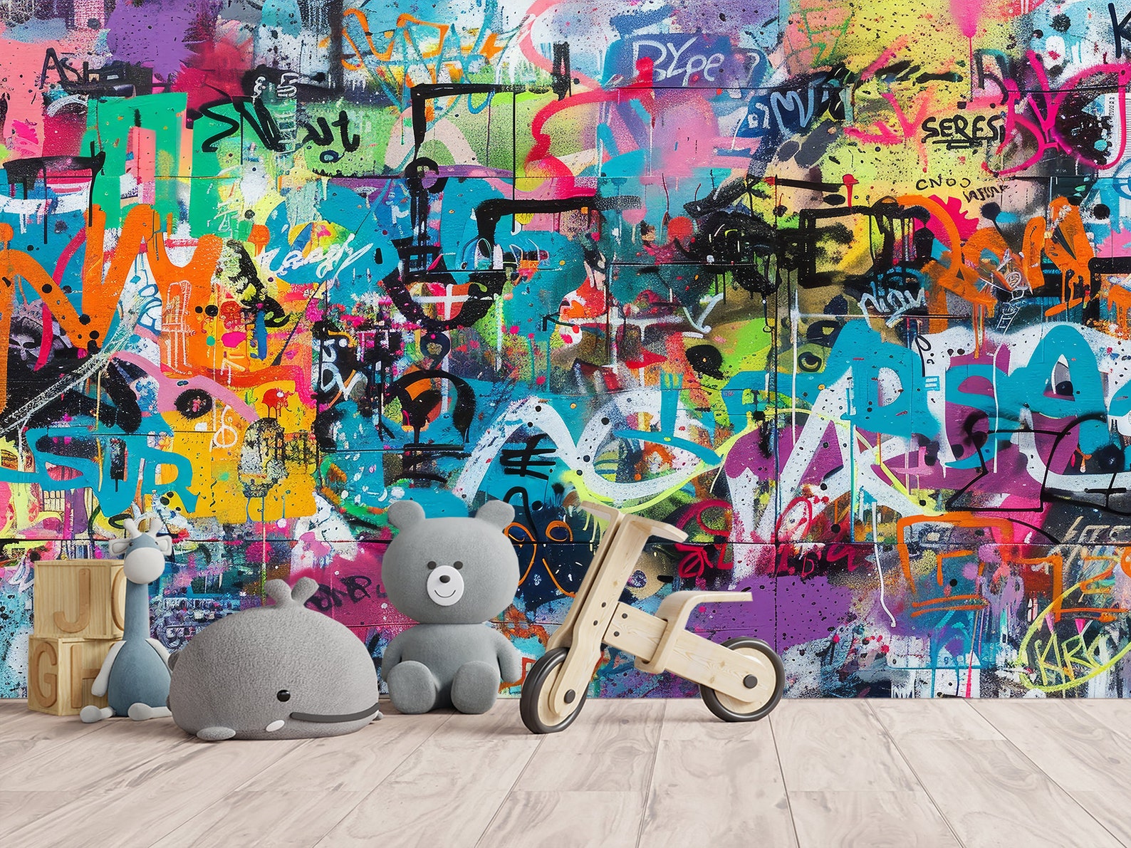 Urban Street Art Wallpaper Funky Graffiti Wall Mural Print Peel and ...