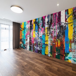 Graffiti Wallpaper Funky Wall Mural Urban Streat Art Print Peel and ...