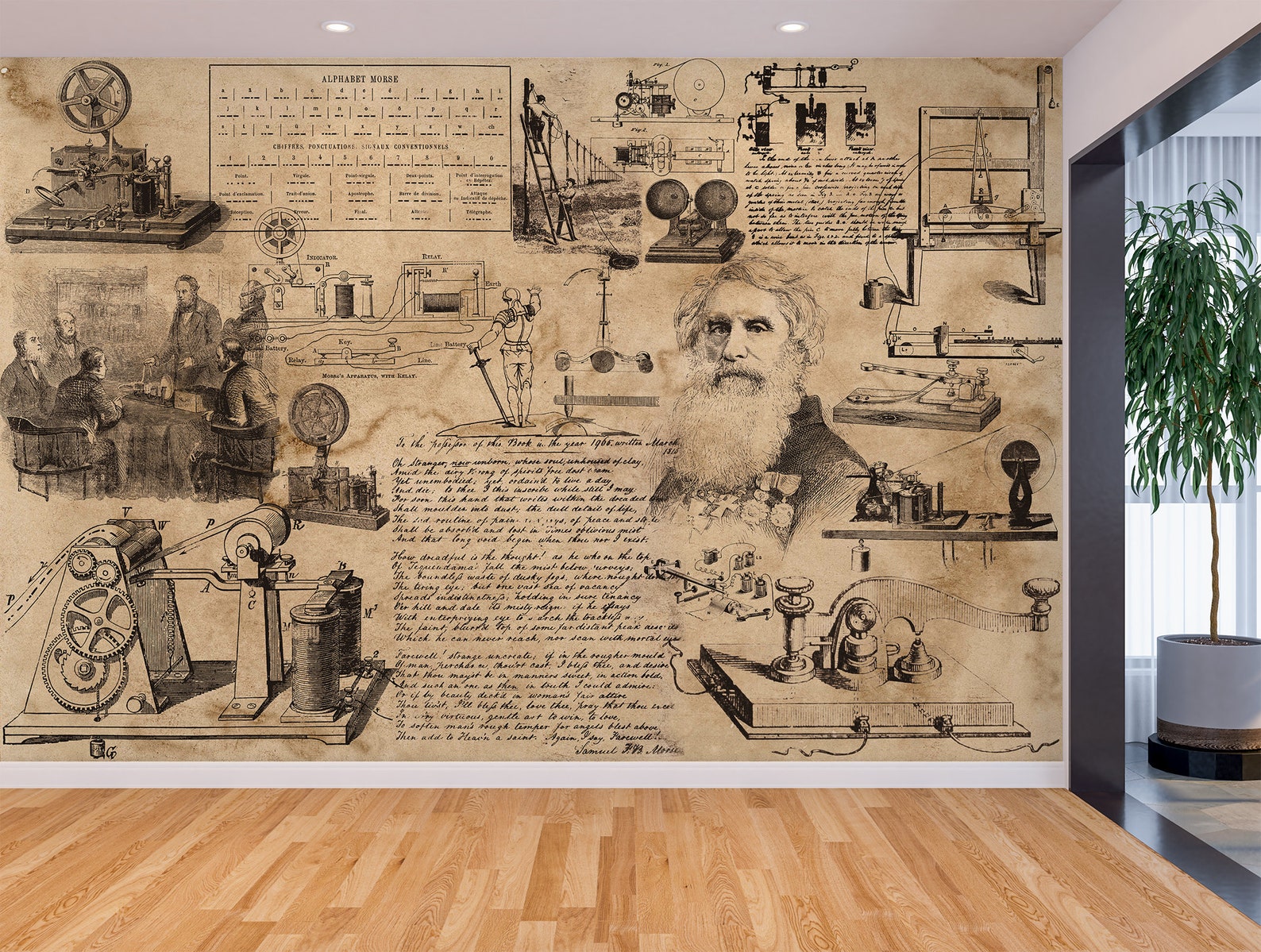 Scientist Engineer Wall Art Inventor & Wallpaper Samuel Morse Drawings ...