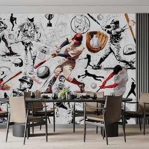 Graffiti Baseball Wallpaper & Sport Wall Mural Gym Decor Urban Street ...