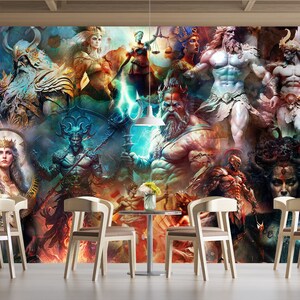 Ancient Greek Mythology Wallpaper Wall Mural Zeus & Poseidon Greek Gods ...