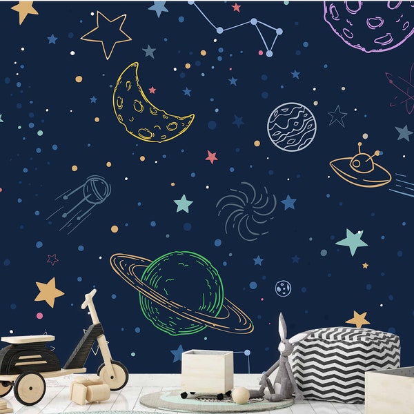 Kids Space Wallpaper - Etsy