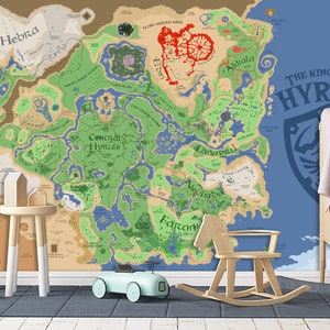 Zelda Map Hyrule Wallpaper & Gaming Mural Wall Art Legend of Zelda ...