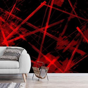 Red Geometric Wallpaper Abstract Dark Wallpaper Black & Red Color Wall ...
