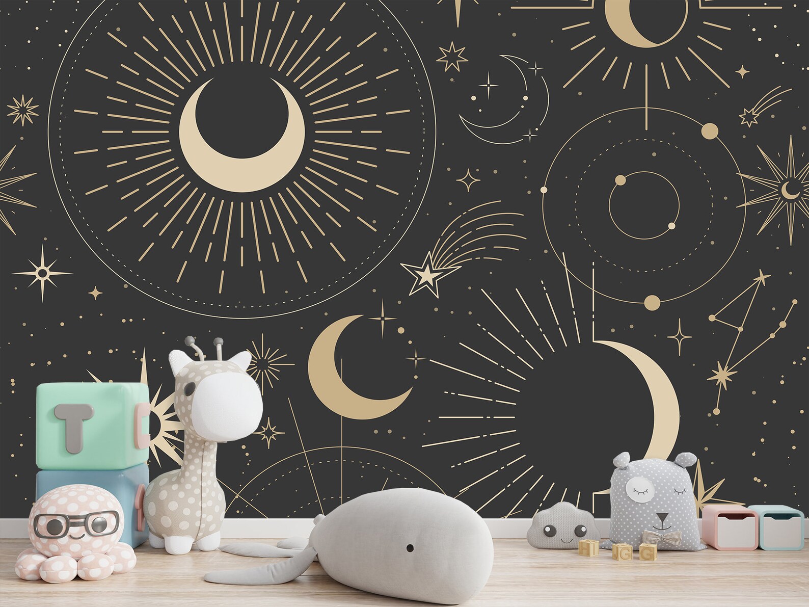 Space Galaxy Zodiac Star Wallpaper Night Sky & Moon Pattern - Etsy