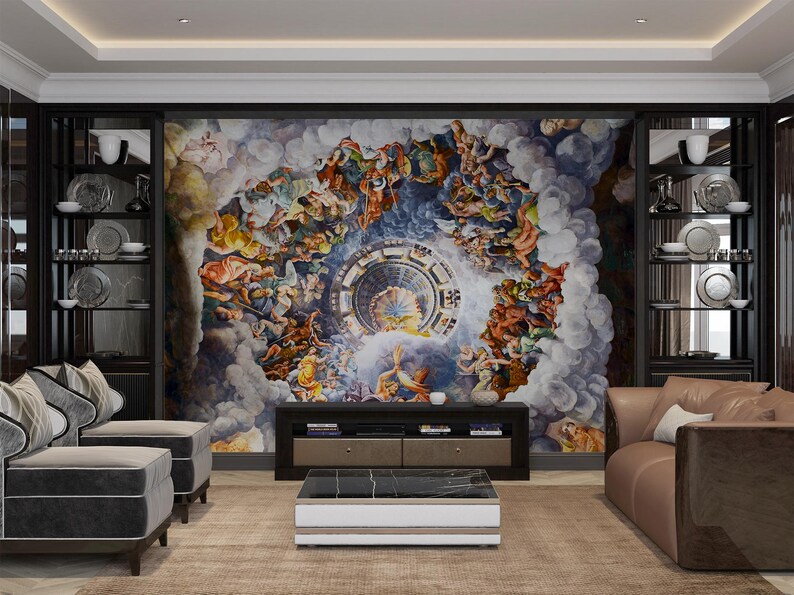 Giulio Romano Wallpaper Home of the Gods Reproduction Wall Mural Fresco ...
