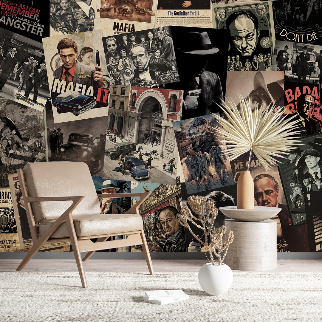 Mafia and Gangsters Vintage Poster Wallpaper & Wall Mural Famous ...