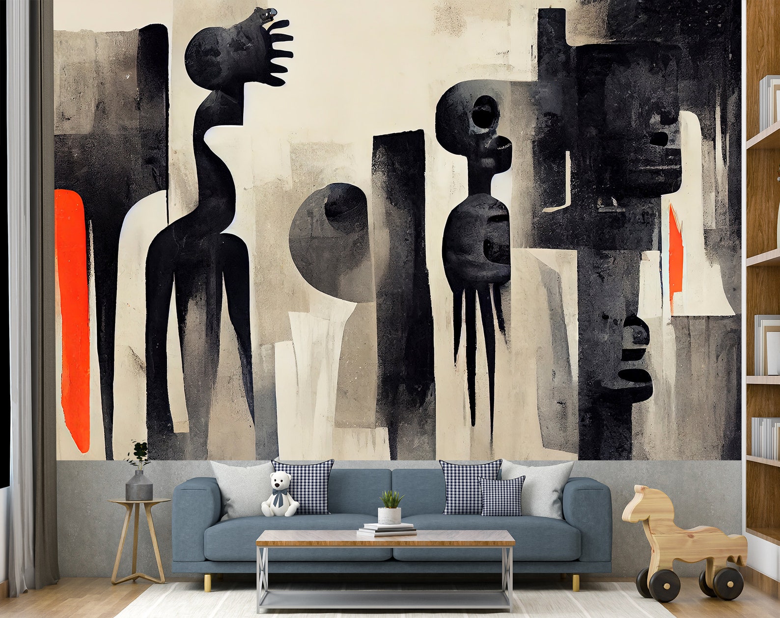 Abstract African Tribes Wallpaper Mural, Watercolor Style Peel and ...