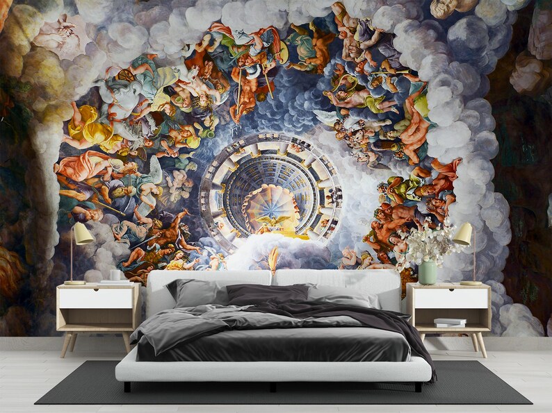 Giulio Romano Wallpaper Home of the Gods Reproduction Wall Mural Fresco ...
