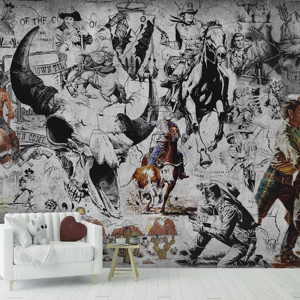 Cowboy Graffiti Wall Art - Etsy