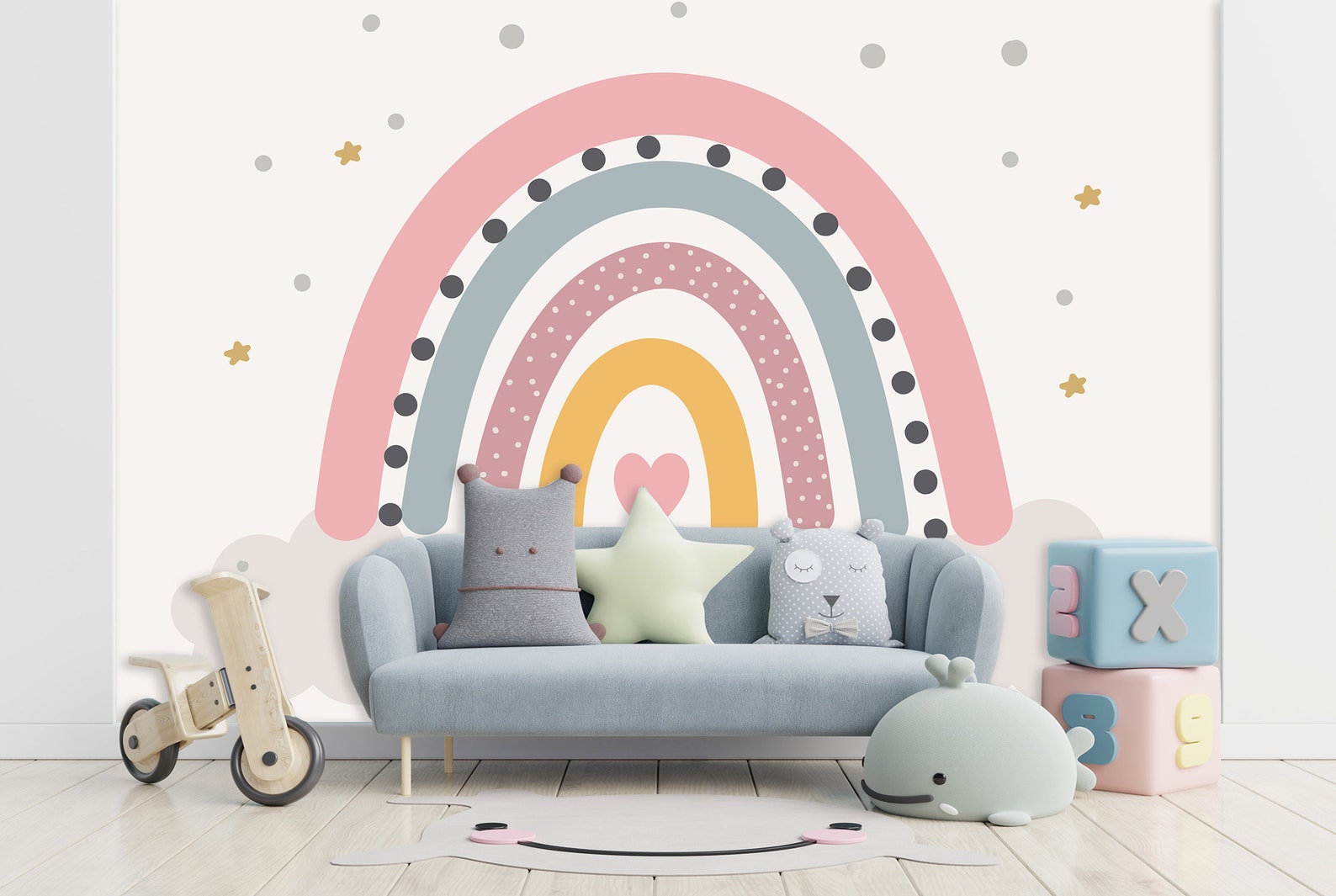 Boho Wallpaper Rainbow Pastel Mural Nursery Peel and Stick - Etsy