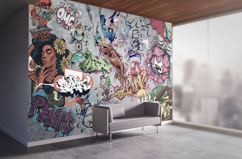 Street Art Wallpaper Graffiti & Urban Original Collag Abstract Peel and ...