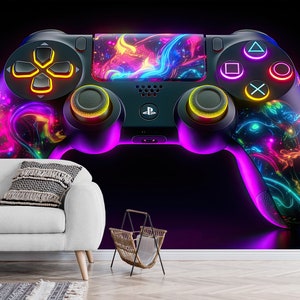 Joysticks Wallpaper Gamepad Wall Mural Gamming Kids Print Peel and ...