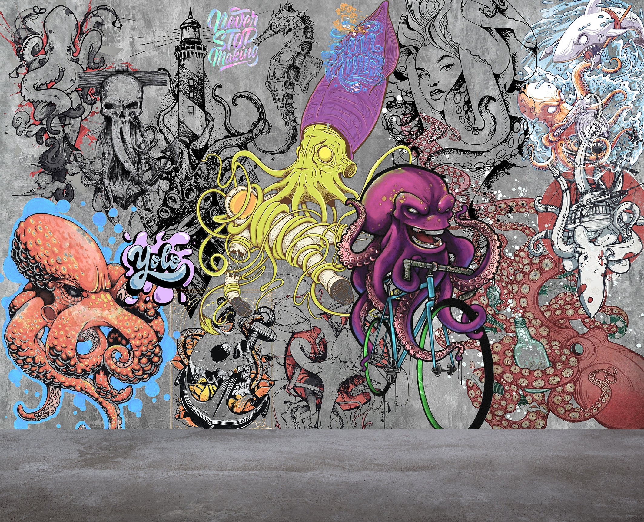 Graffiti Octopus Drawing