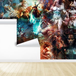 Ancient Greek Mythology Wallpaper Wall Mural Zeus & Poseidon Greek Gods ...
