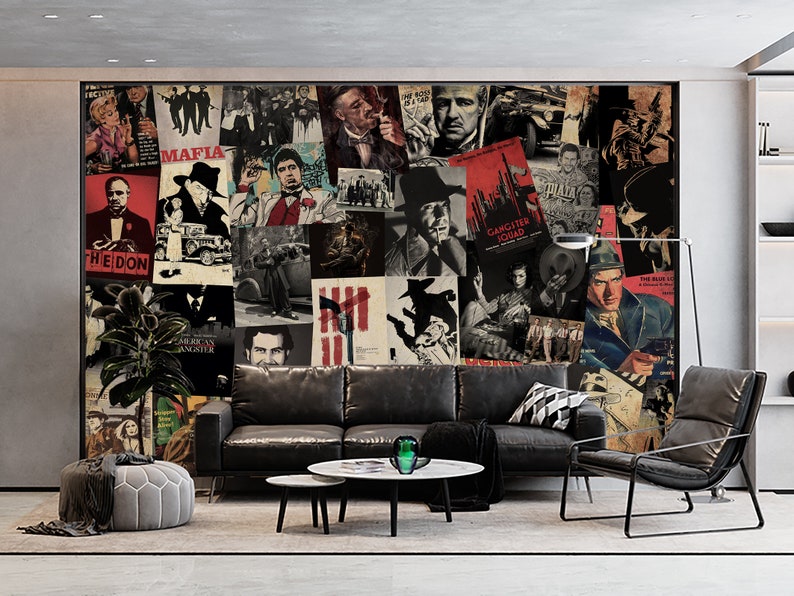 Mafia & Gangsters Wallpaper Vintage Wall Mural Famous Poster Gangsters ...