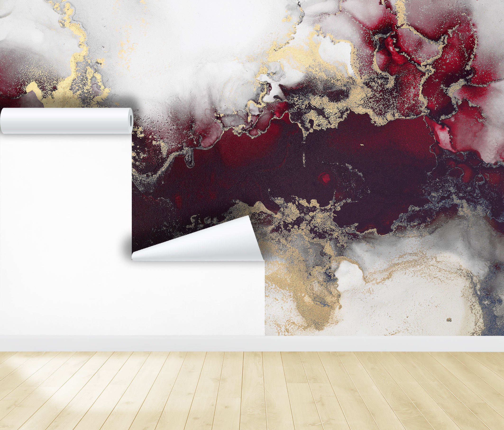 Red & Gold Marble Wallpaper Marble Pattern Abstract Art Wall - Etsy