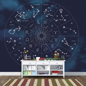 Star Chart Wallpaper Astrology Zodiac & Wall Mural Print Sky Stars Map ...