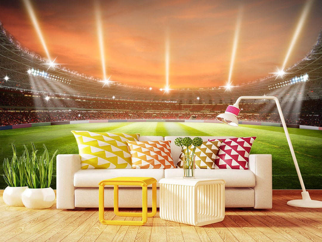 Stadium Football Wall Mural & Soccer Field Wallpaper Sport Modern ...