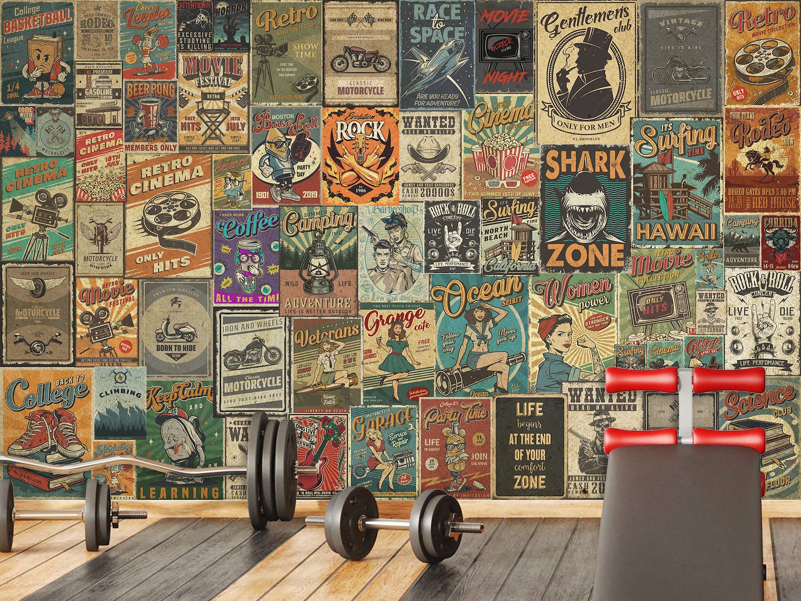 Retro Poster Wallpaper Pop Art Vintage Mural Collage Original - Etsy