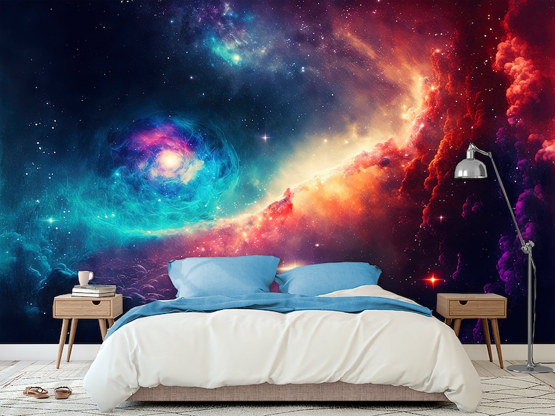 Space Wallpaper Wall Mural & Galaxy Cosmic Astronomy Universe Peel and ...