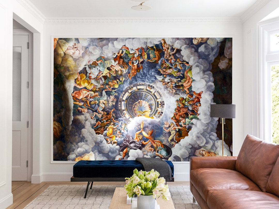 Giulio Romano Reproduction Wallpaper Home of the Gods & Fresco View of ...