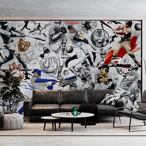 Baseball Sport Wallpaper & Graffiti Wall Mural Gym Decor Urban Street ...