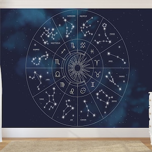 Star Chart Wallpaper Astrology Zodiac & Wall Mural Print Sky Stars Map ...