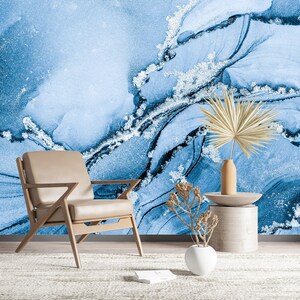 Marble Blue Wall Art Wallpaper Wall Mural Luxury Modern Marble Self ...